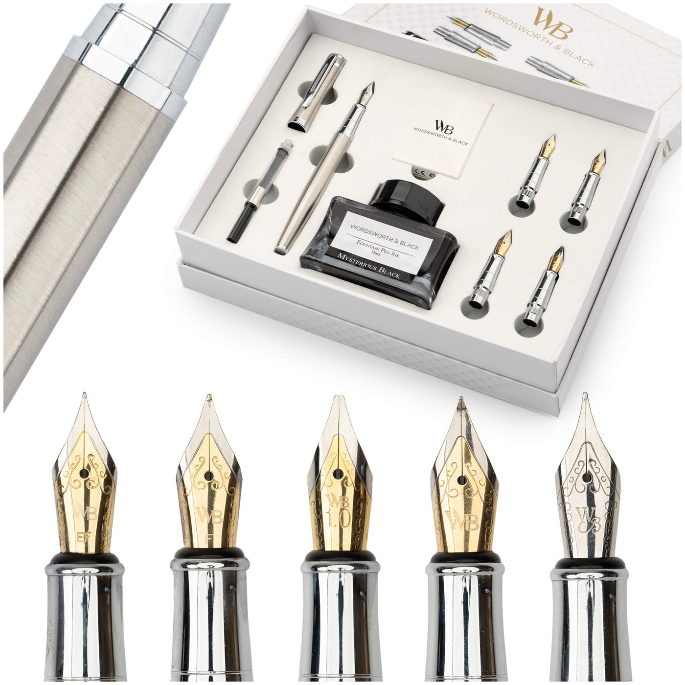Fountain Pen Gift Set, Includes Ink Bottle, 6 Ink Cartridges, Ink Refi ...
