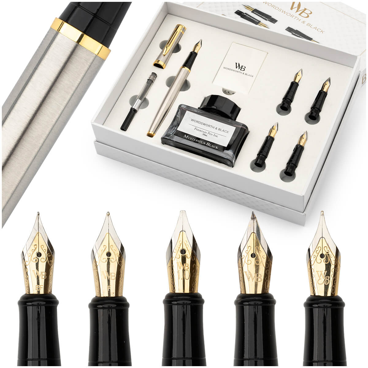 Fountain Pen Gift Set, Includes Ink Bottle, 6 Ink Cartridges, Ink Refi ...
