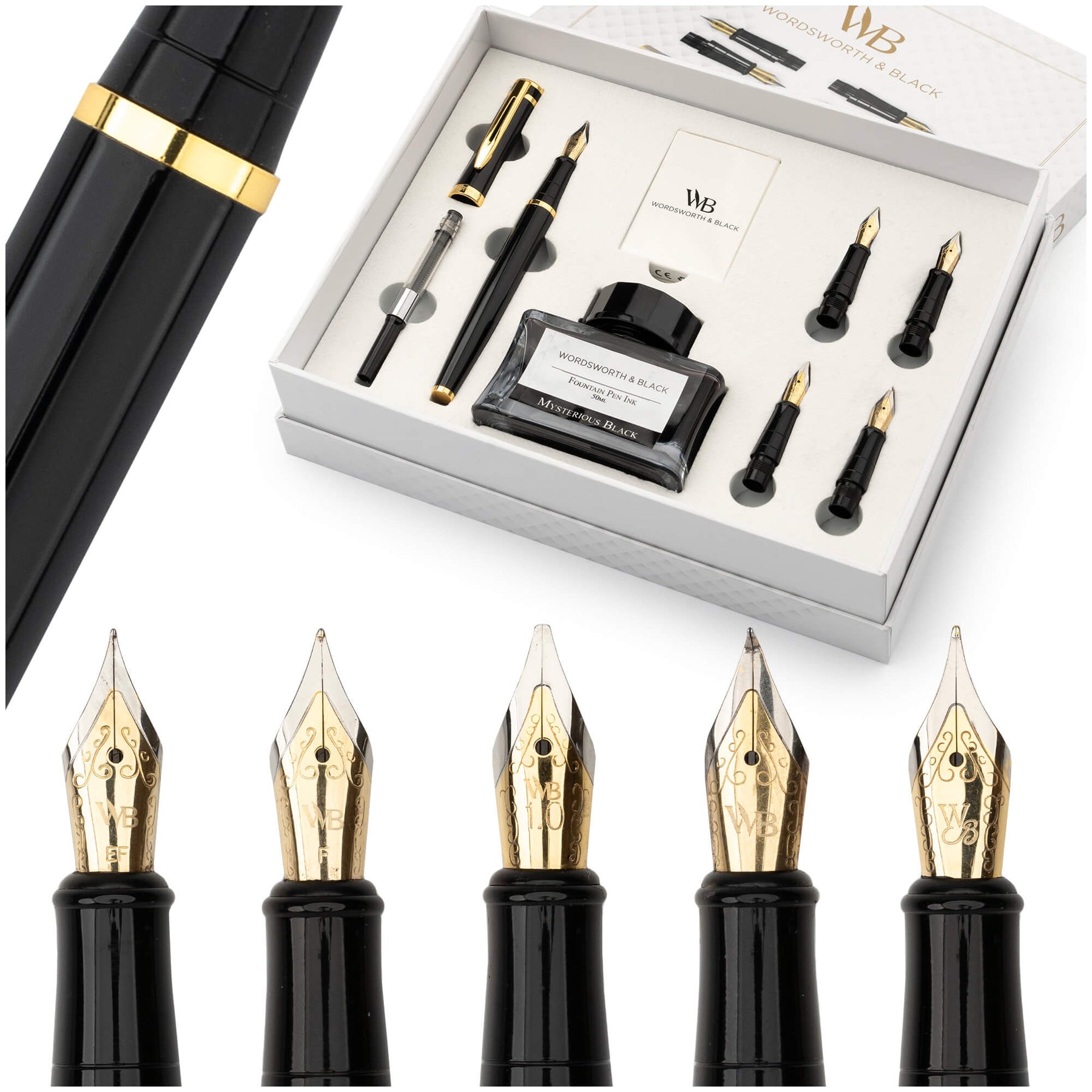 Fountain Pen Gift Set, Includes Ink Bottle, 6 Ink Cartridges, Ink Refi ...