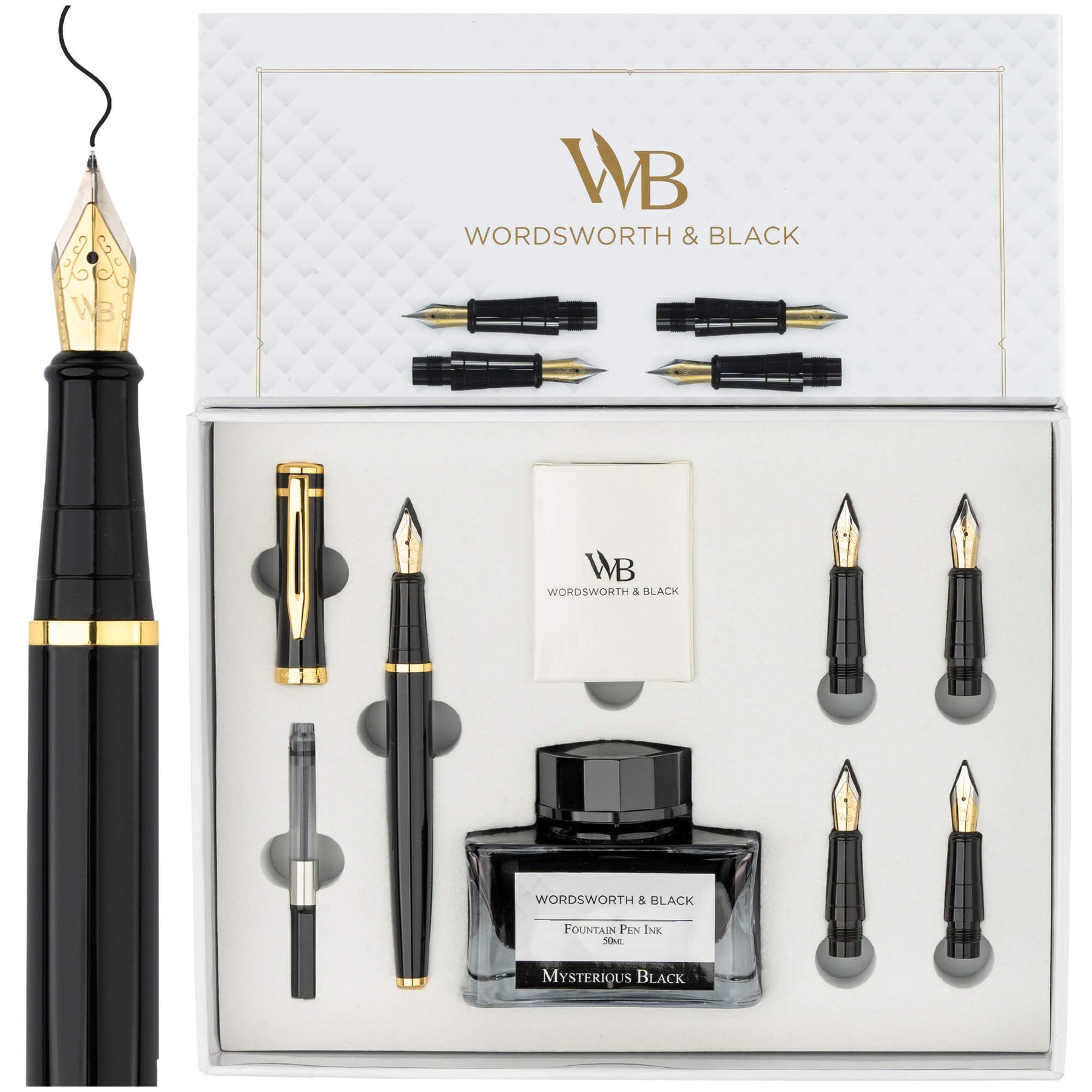 Fountain Pen Gift Set, Includes Ink Bottle, 6 Ink Cartridges, Ink Refi ...